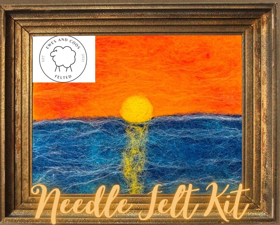 Needle Felt Kit Sunset Wool Painting, Fun Craft, Kit for Beginners 2D ...