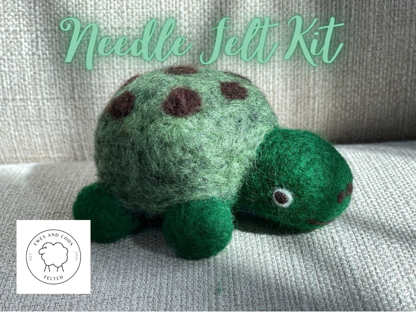 Needle Felt Kit, Green Turtle Craft, Beginner Friendly - Etsy