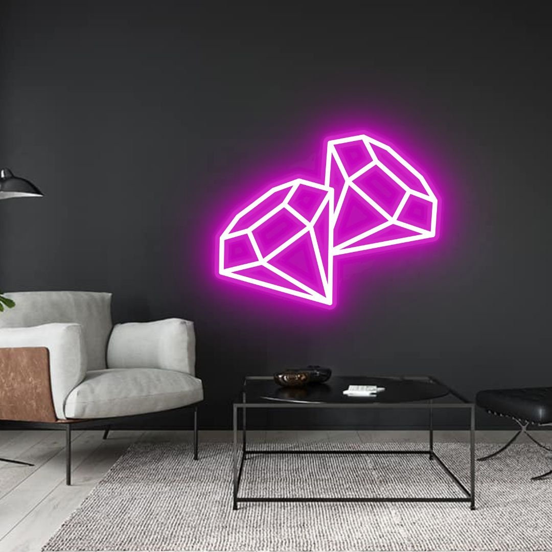 Diamond 16" X 11"- Neon LED Signage Wall Light Hanging Decoration for ...