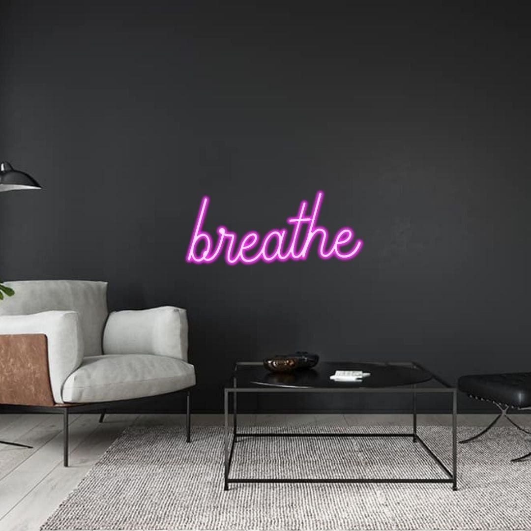 Breathe 18" X 8" - Neon LED Signage Wall Light Hanging Decoration for ...
