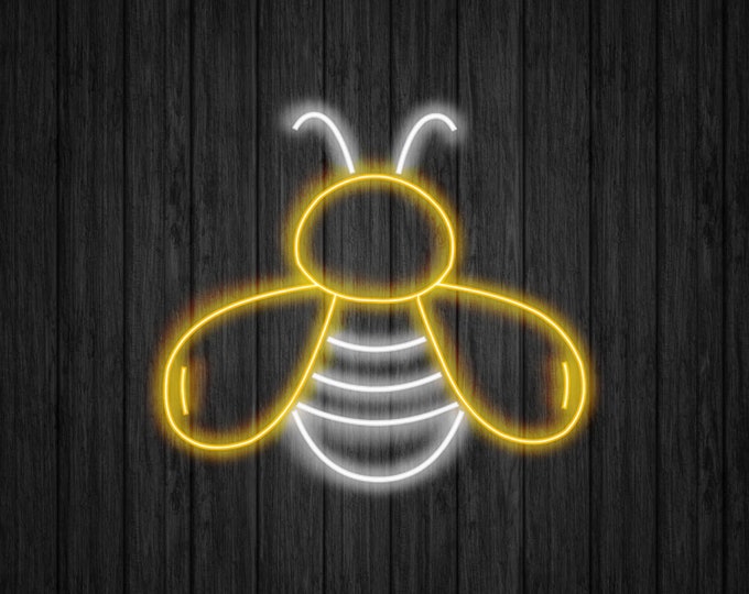 Bee 15" X 13" - Neon LED Signage Wall Light Hanging Decoration for Kids ...