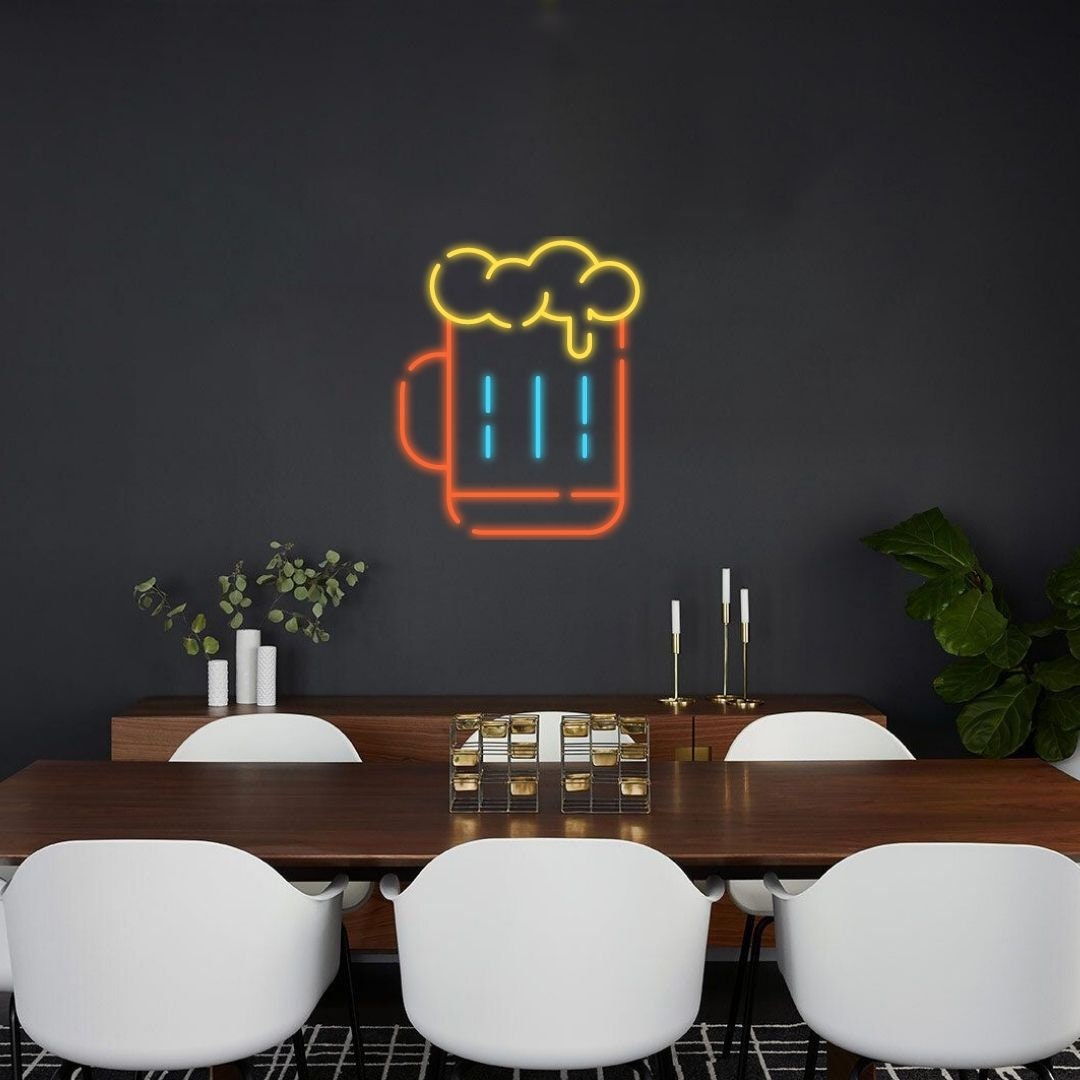 Beer Design 1 16" X 11.5" - Neon LED Signage Wall Light Hanging ...