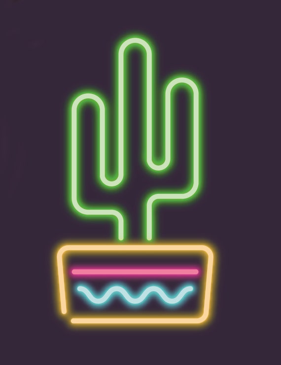 Cactus 15 X 9 Neon LED Signage Wall Light | Etsy