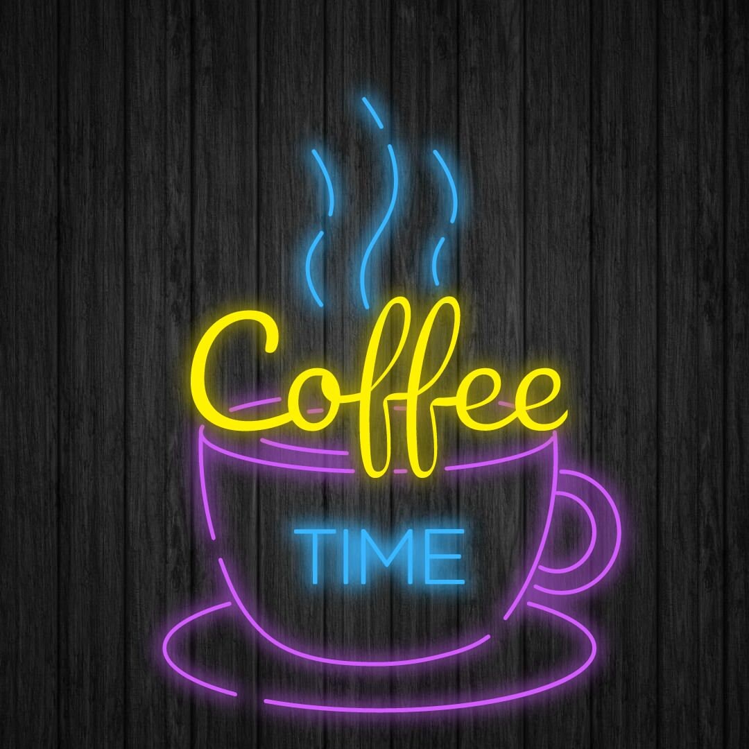 Coffee Time 23" X 17" - Neon LED Signage Wall Light Hanging Decoration ...