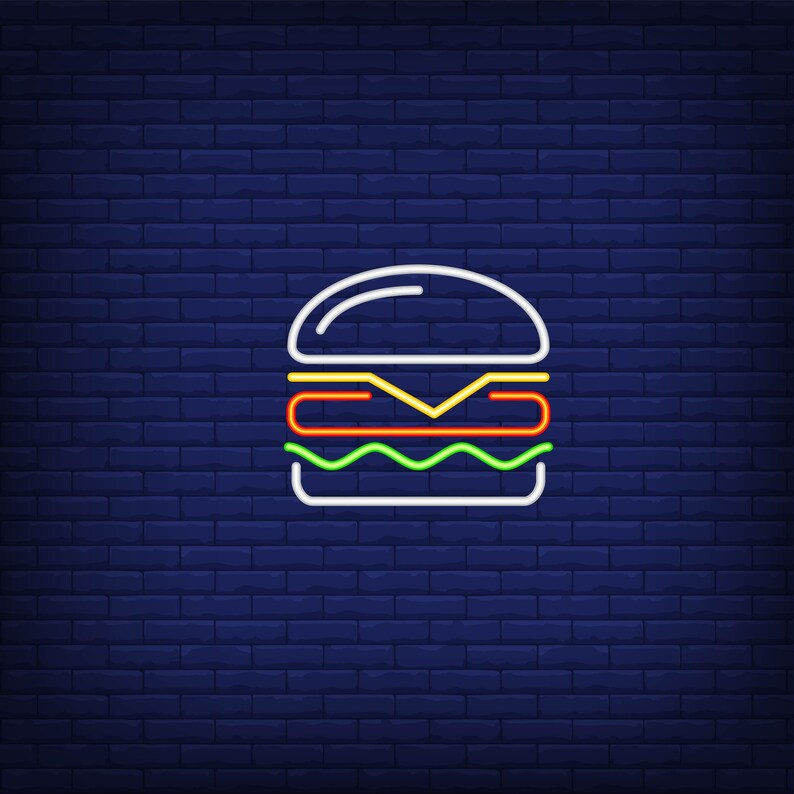 Burger 15 X 14 Neon LED Signage Wall Light - Etsy