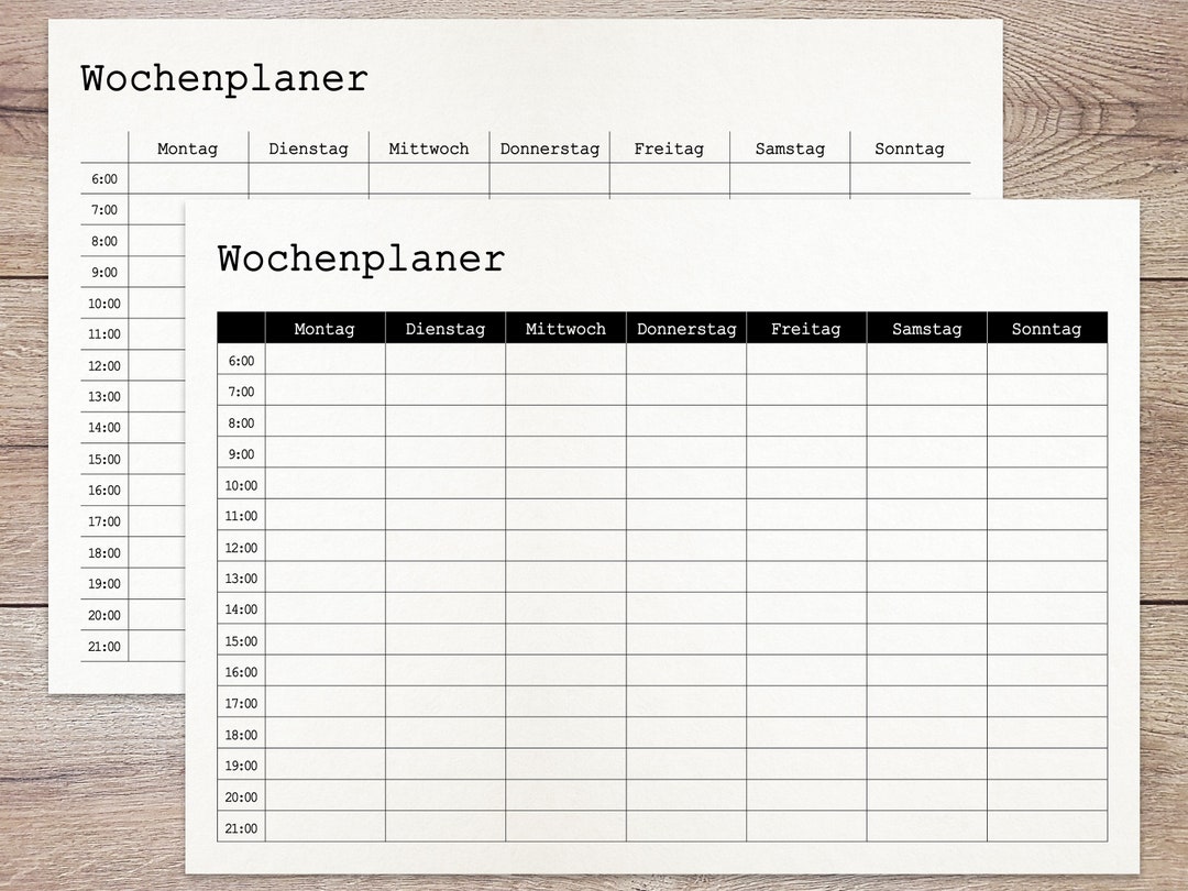 Weekly Schedule Table With Times and Days of the Week to Print Out as a ...