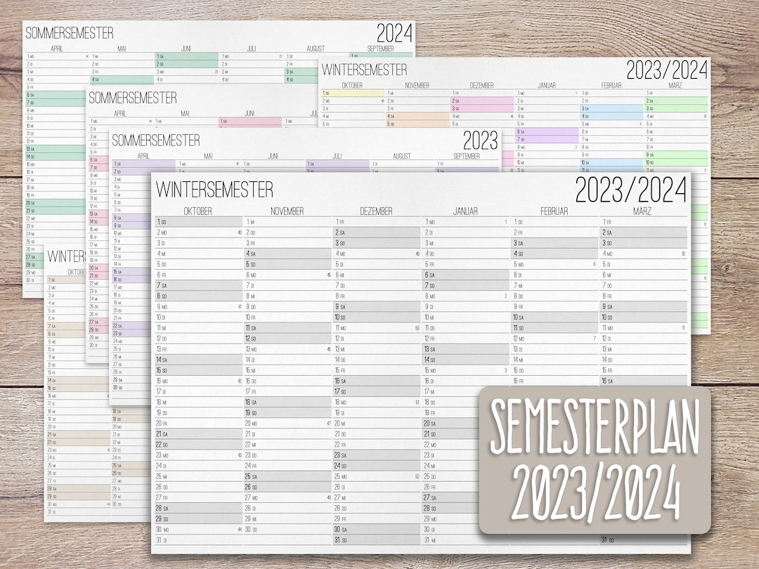 Semester Calendar 2023/2024 to Print Out in a Minimalist Style as a PDF ...