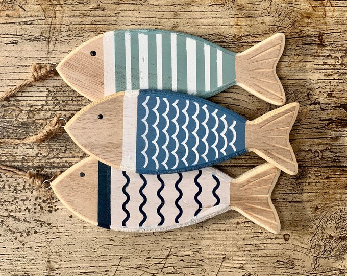 Hook Line & Sinker Handmade Hand Painted Hanging Wood Fish - Etsy