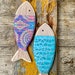 Hanging Wooden Hand Decorated Fish Decoration 2 Designs Coastal Decor ...