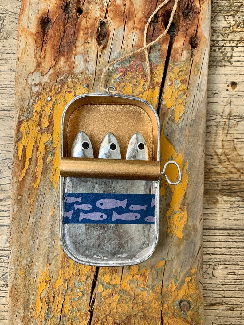 The ‘blue Collection’ Tin of Sardines Fish Hanging Metal Tin Decoration ...