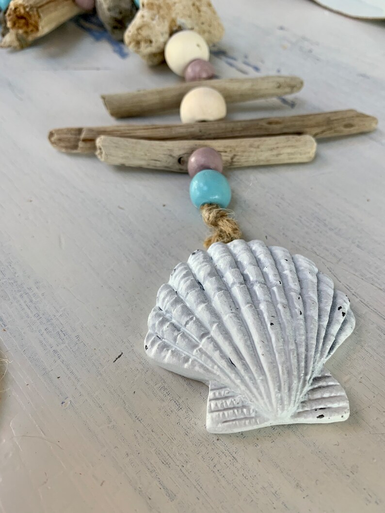 Driftwood Hanging Shell Seaside Hanger Handmade - Etsy