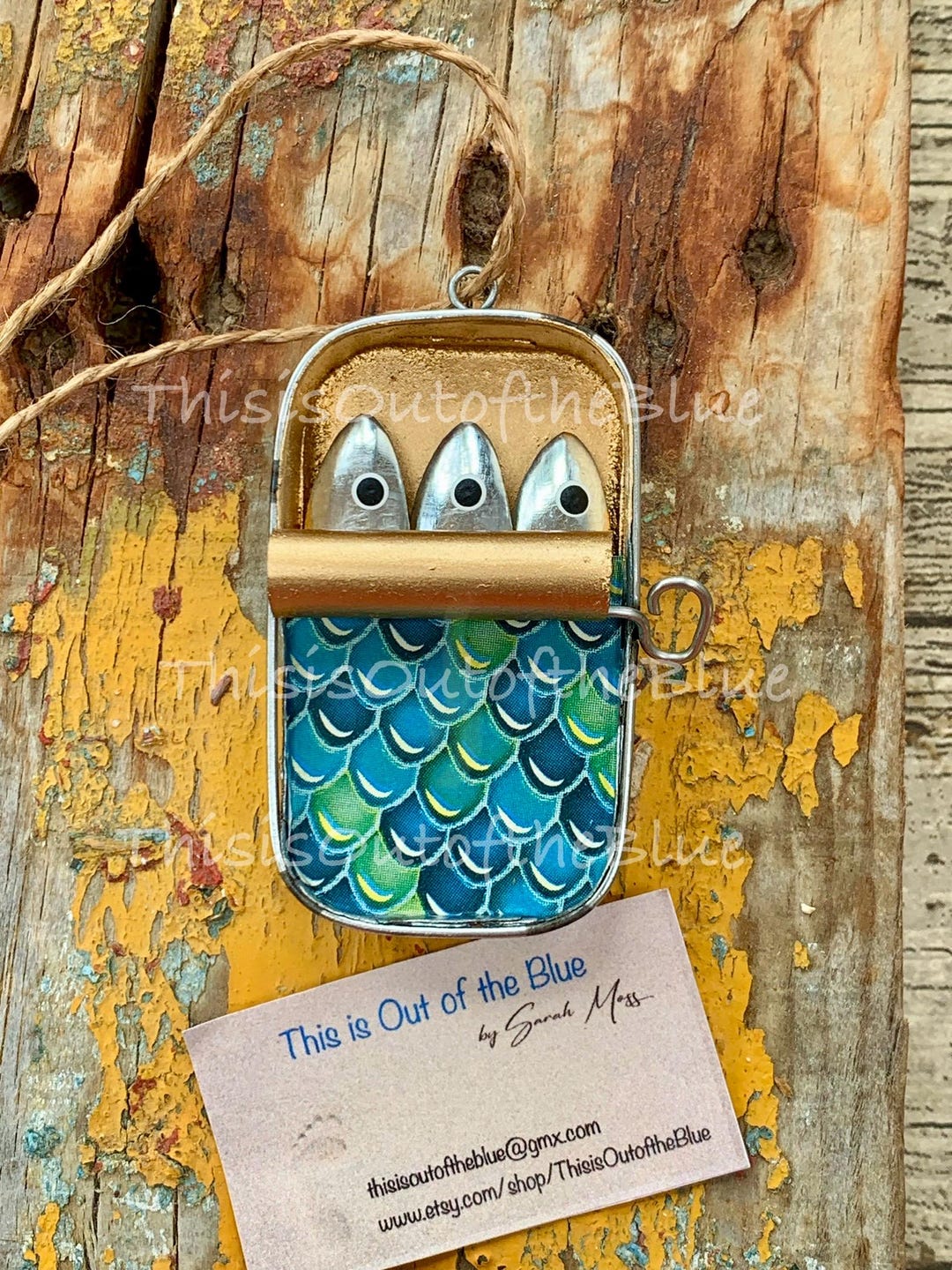 Teeny Fish Scale Sardine Tin Hanging Decoration, Coastal Decor Gift - Etsy