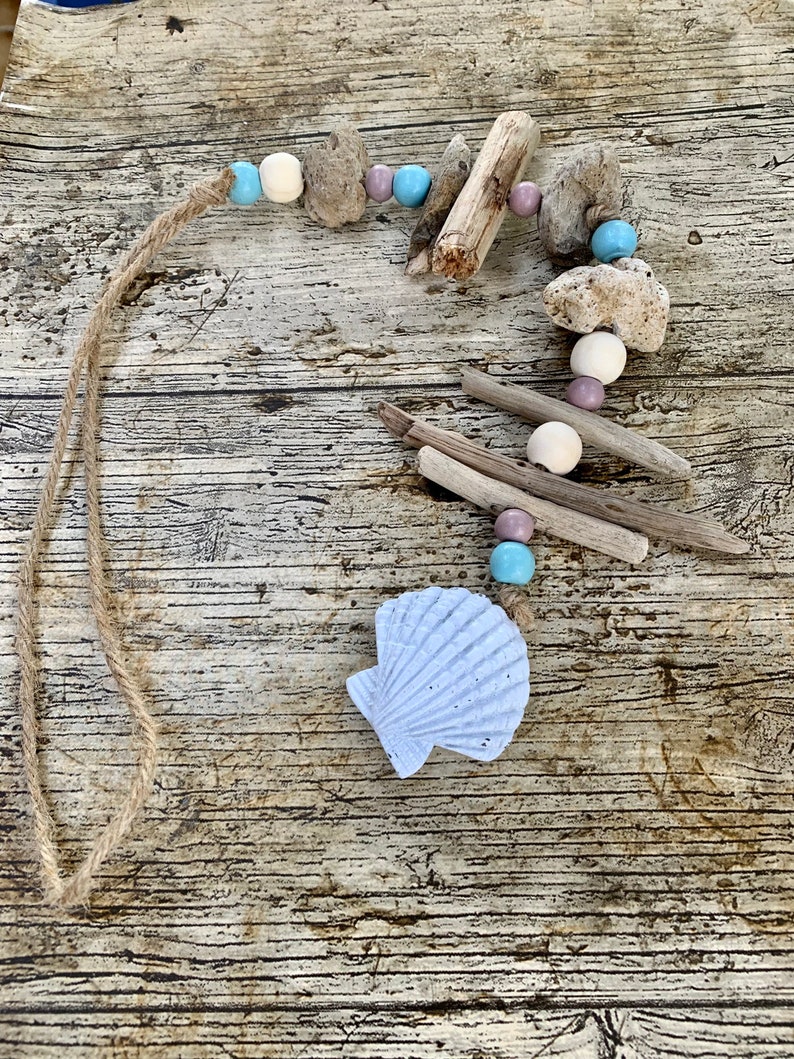 Driftwood Hanging Shell Seaside Hanger Handmade - Etsy