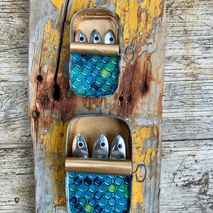 Cute Teeny Tin of Sardines With Fish Scale Design Hanging Metal ...