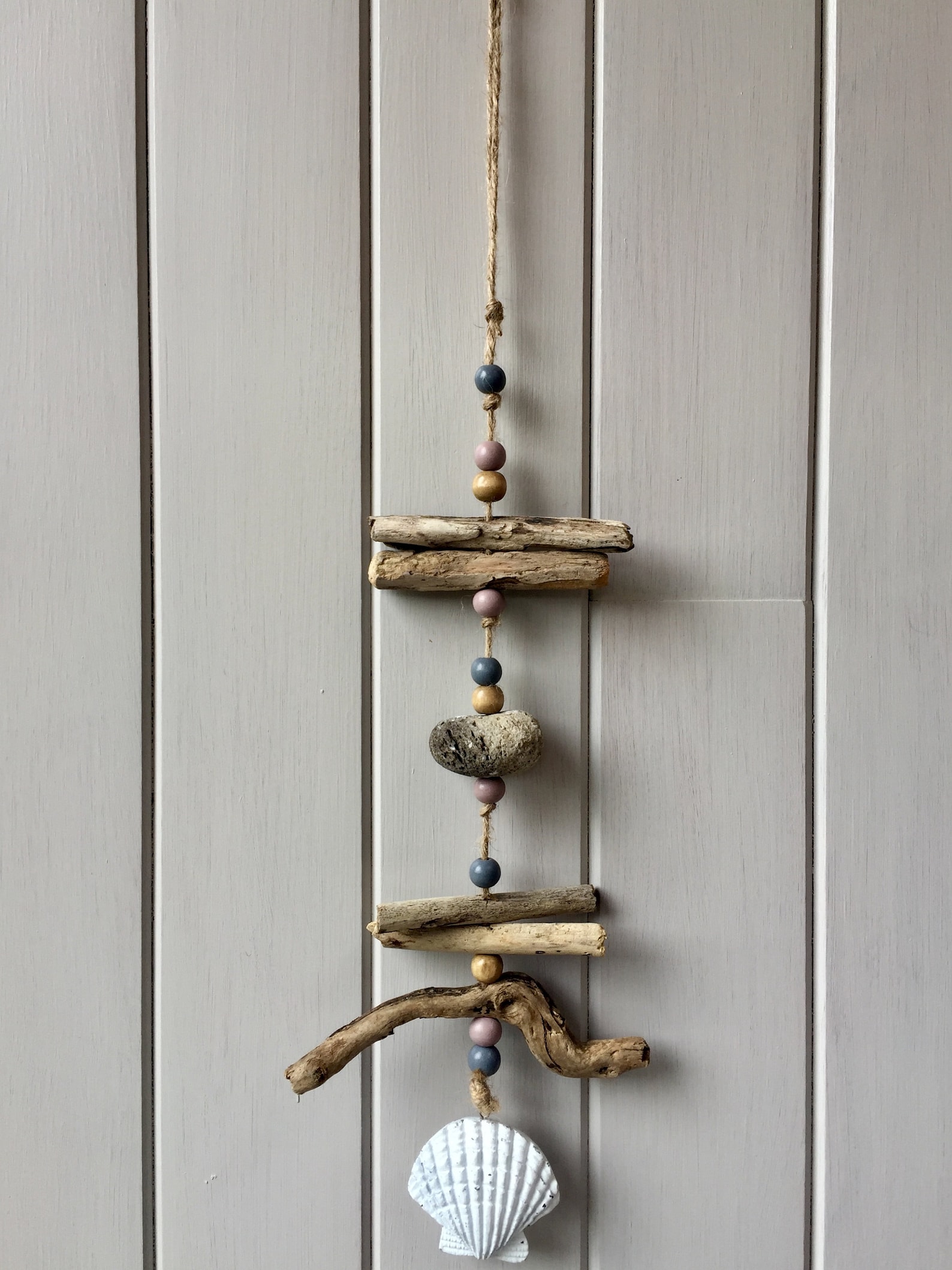 Driftwood Hanging Shell Seaside Hanger Handmade | Etsy