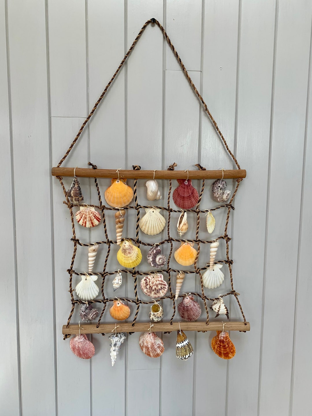 Seaside Driftwood Shell Hanger Decoration Nautical Coastal Decor - Etsy