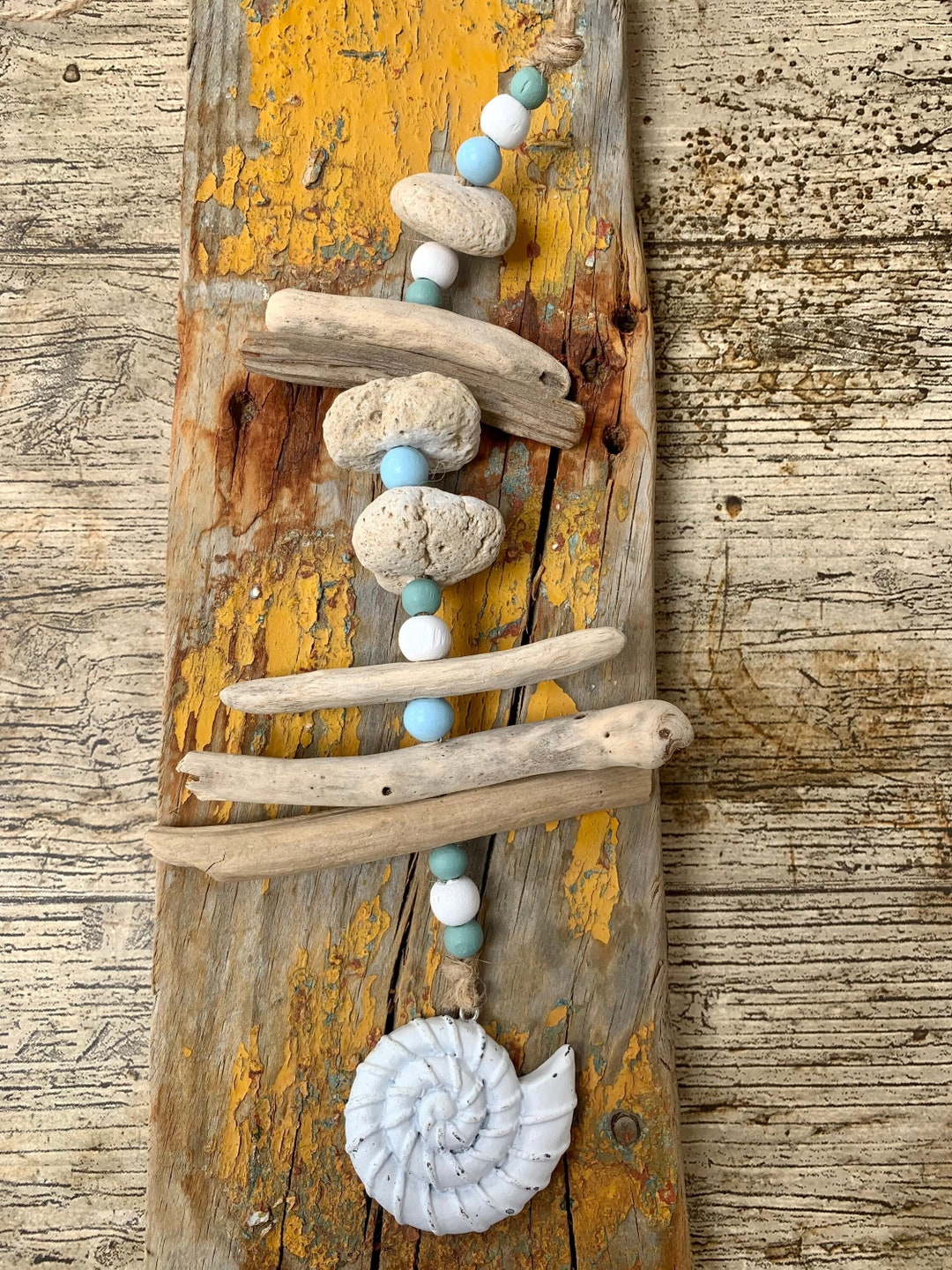 Driftwood Hanging Ammonite Spiral Sea Shell Hanger Mobile - Etsy