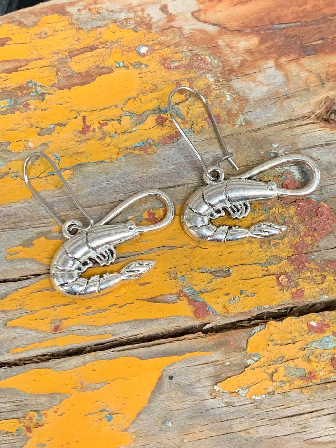 Prawn Shrimp Hypoallergenic Stainless Steel Drop Earrings Tibetan Silver, Silver Plated Quirky ...