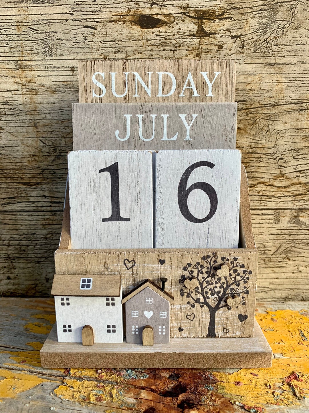 Shabby Chic House Heart & Tree Wooden Perpetual Calendar - Etsy