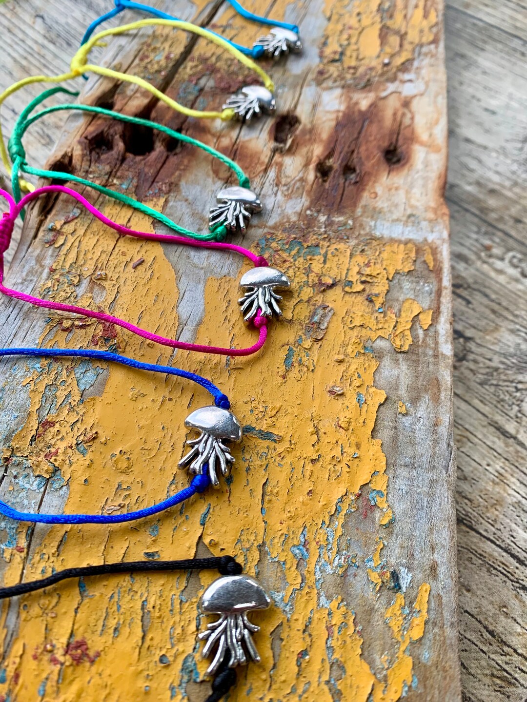 Adjustable Textured Jellyfish Charm Boho Beach Friendship Bracelet ...