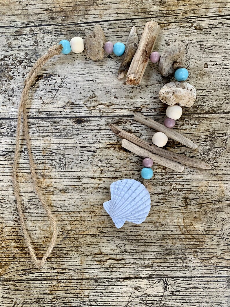 Driftwood Hanging Shell Seaside Hanger Handmade - Etsy