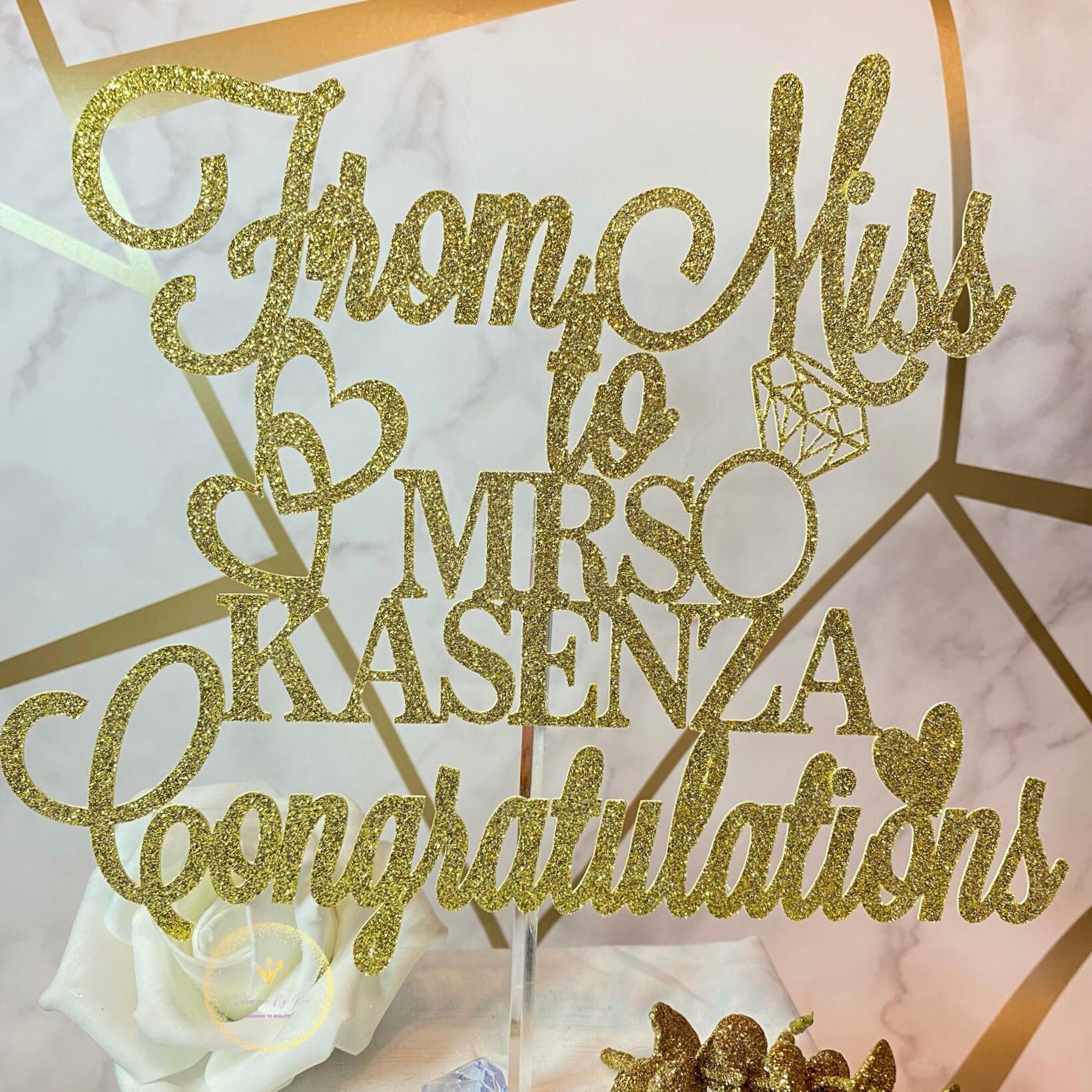 From Miss to Mrs Name Congratulations Cake Topper | Etsy