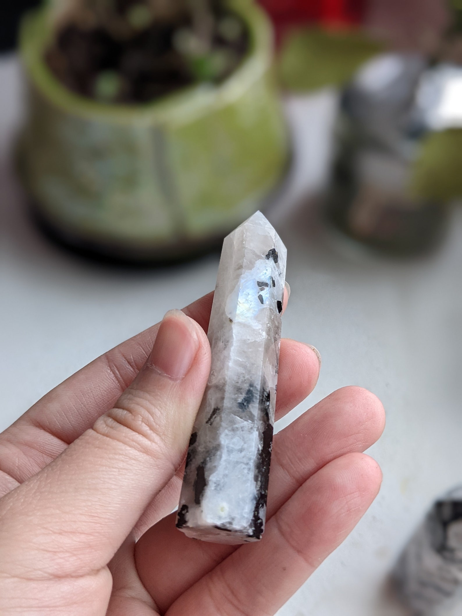 Rainbow Moonstone Crystal Tower Points Blue and Yellow - Etsy