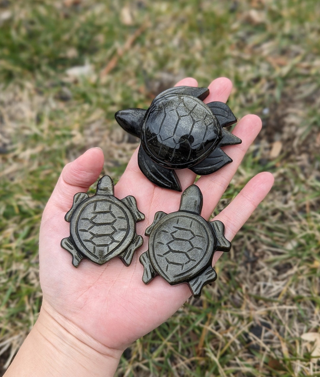 Gold Sheen Obsidian Sea Turtle Carving - Etsy