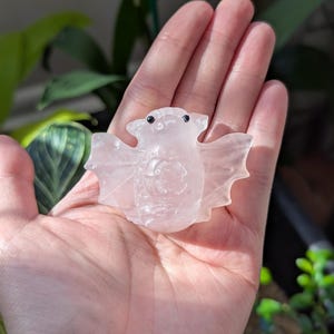 Rose Quartz Bat Carving With Spread Wings - Halloween Crystal Decor - Etsy