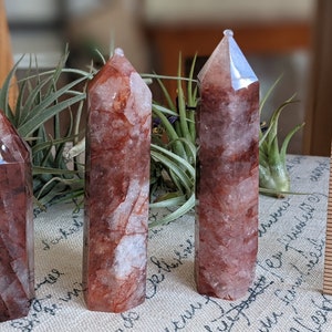 Beautiful Fire Quartz Towers With Rainbows Dark and Sparkling Hematoid ...