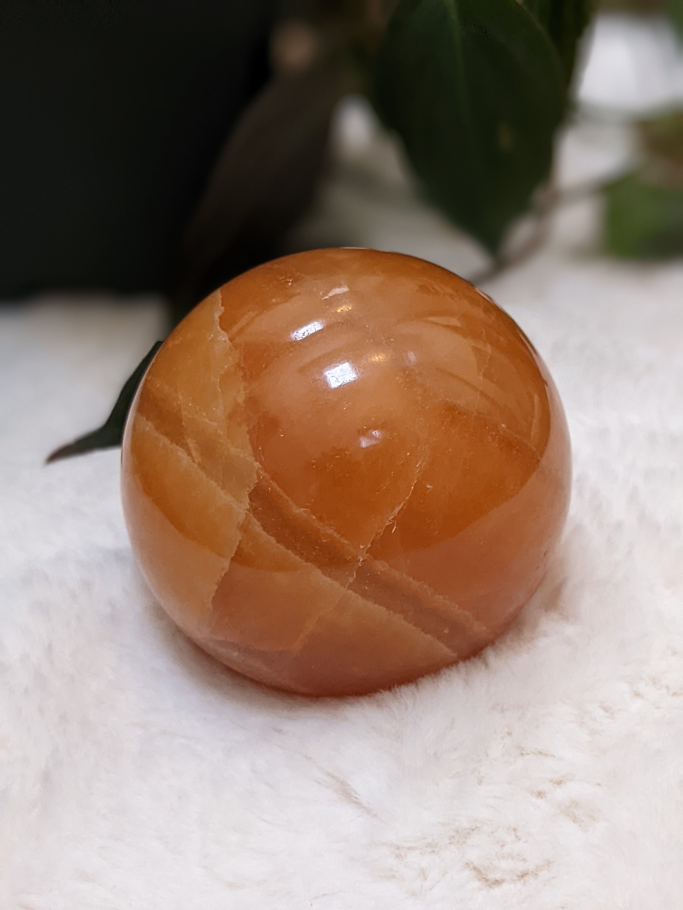 High Quality Orange Calcite Sphere - Very Gemmy Orange With Light ...