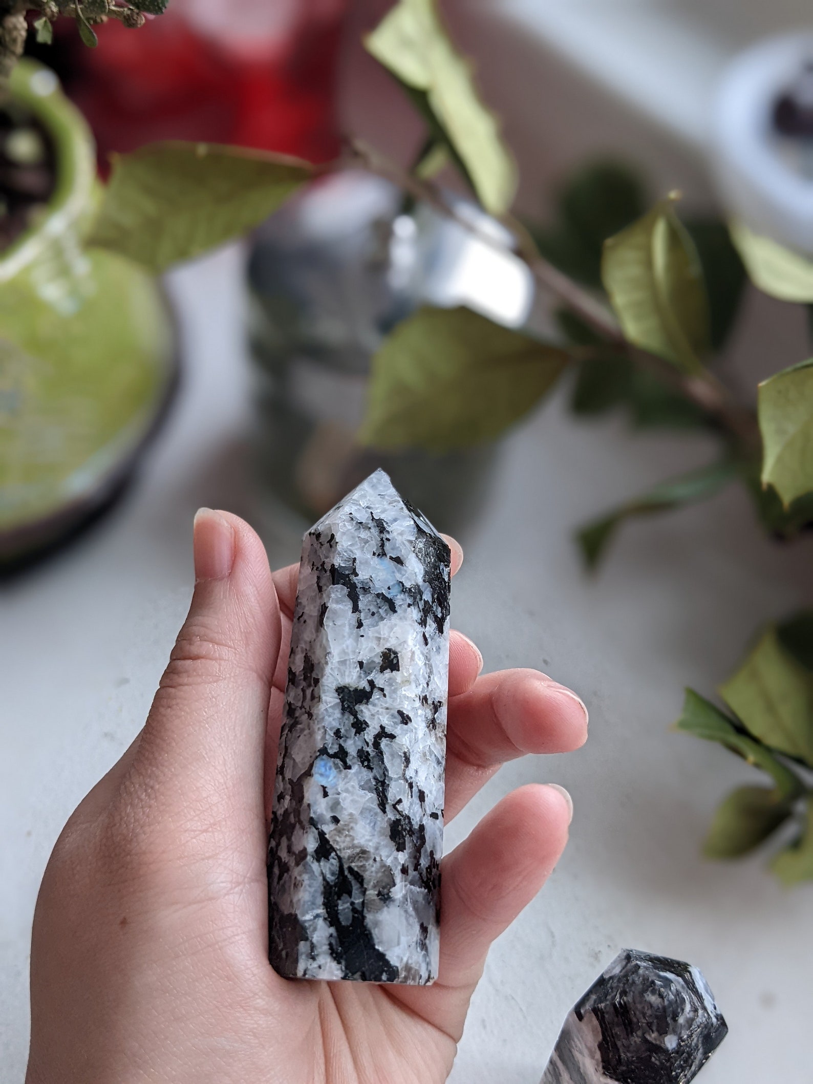 Rainbow Moonstone Crystal Tower Points Blue and Yellow - Etsy