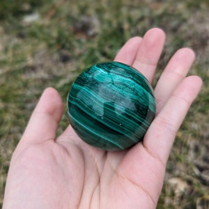 Real Malachite Sphere With Beautiful Banding and Rings - 50 Mm Diameter ...
