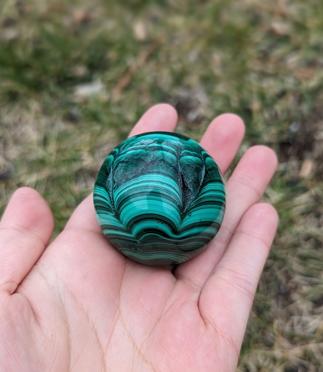 Real Malachite Sphere With Natural Banding and Crevices - 46 Mm ...