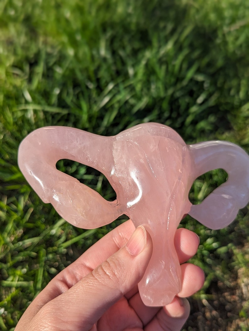 Rose Quartz Crystal Uterus Carving - Womb, Ovaries, Fallopian Tubes ...
