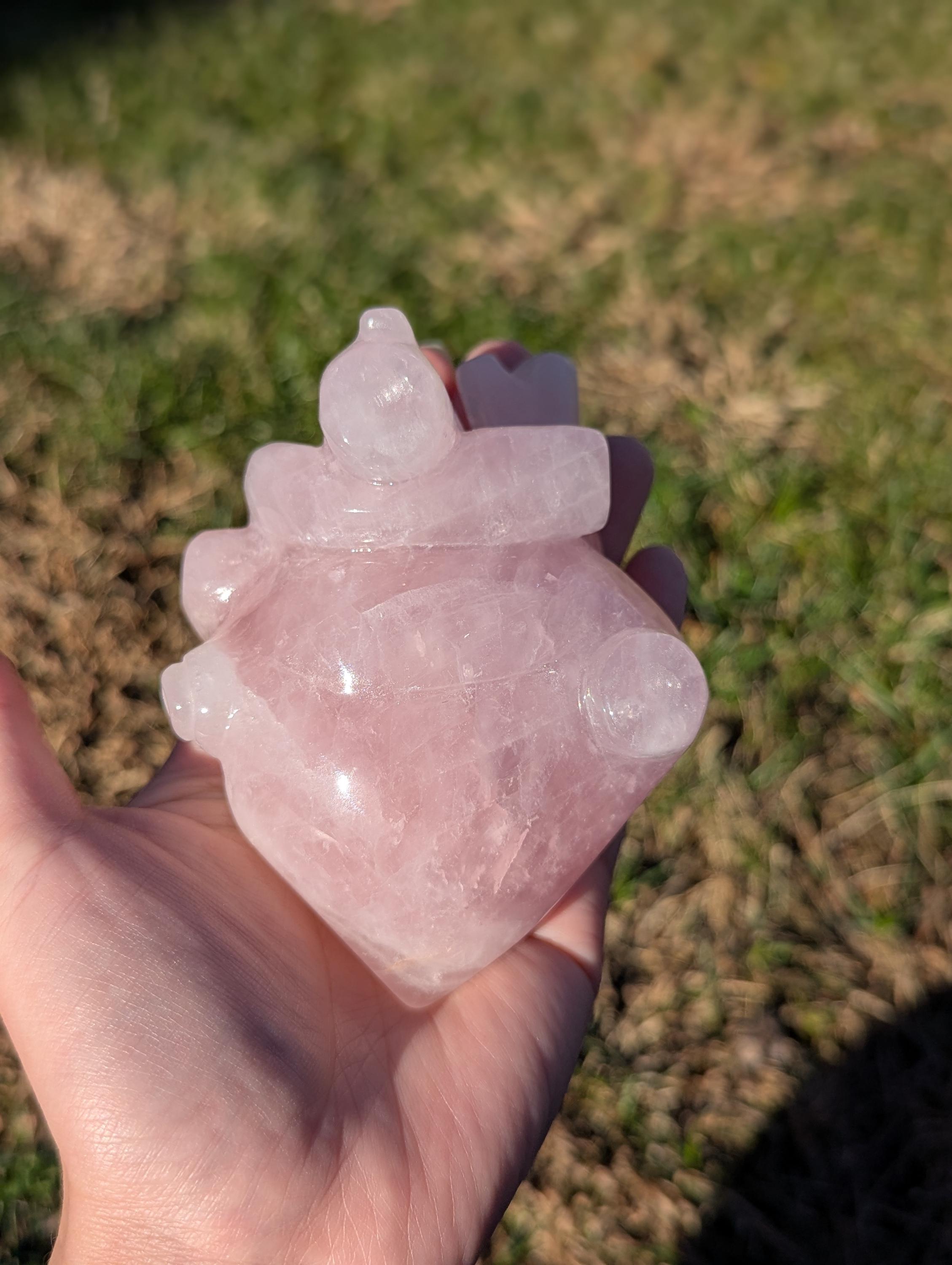 XL Rose Quartz Anatomical Heart Carving - Extra Large Crystal Organ ...