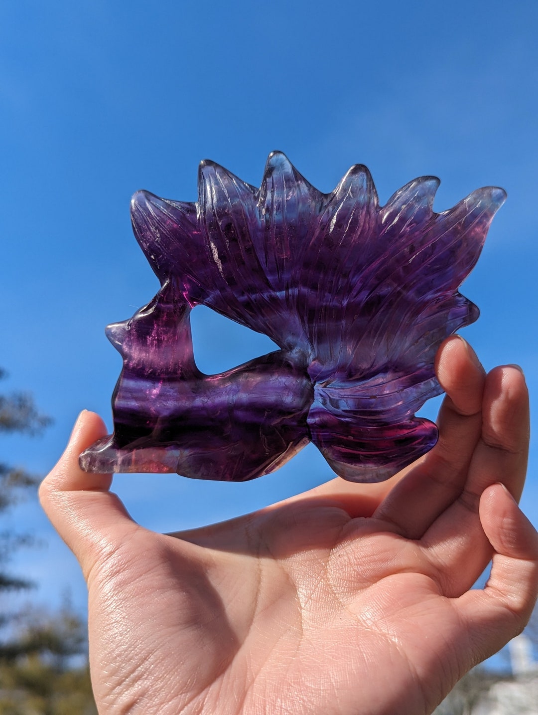 Fluorite Nine-tailed Fox Carving - Kitsune Crystal - Etsy