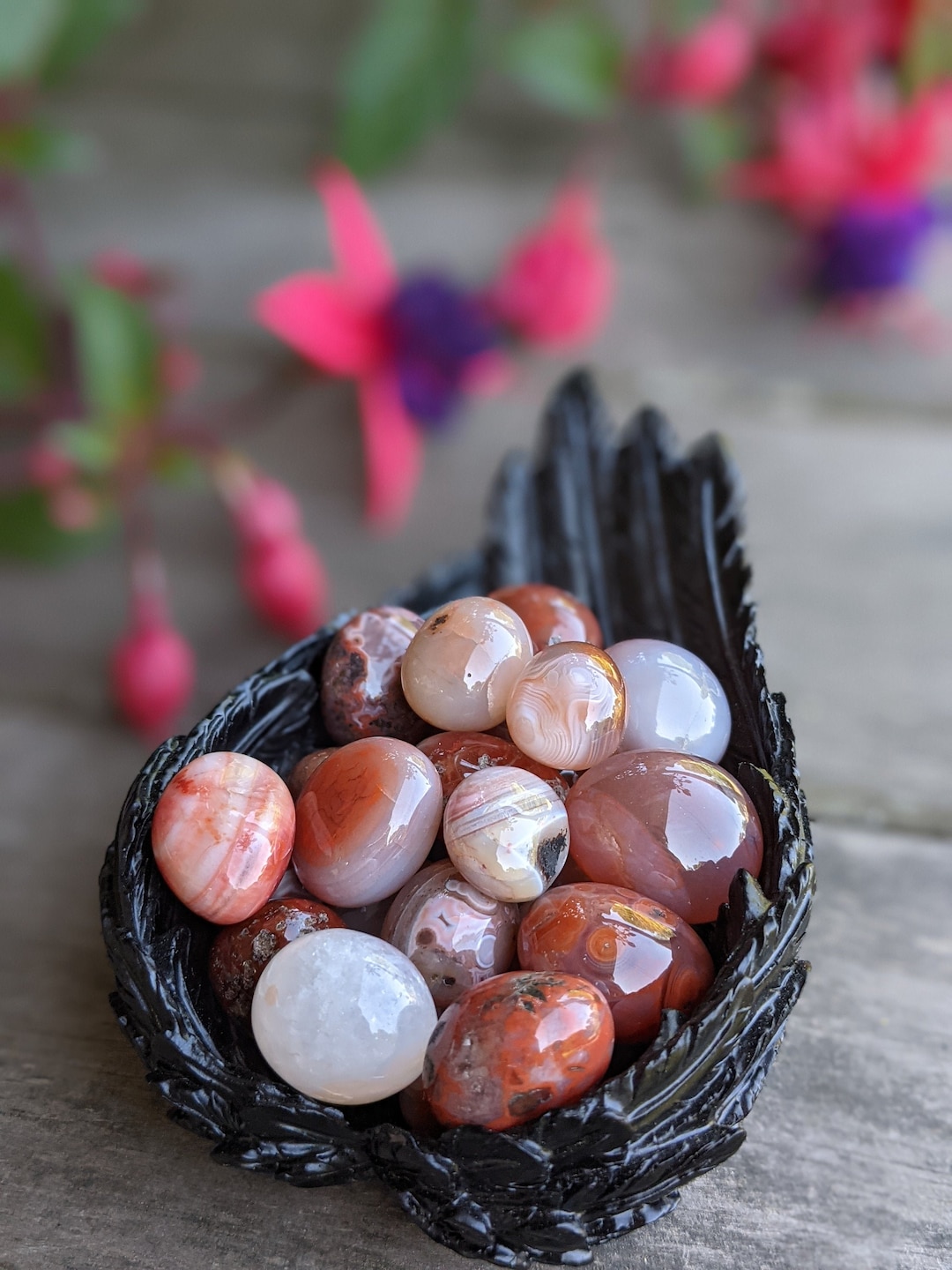 Group of Banded Carnelian Tumble - Red Agate - White, Red, Orange ...