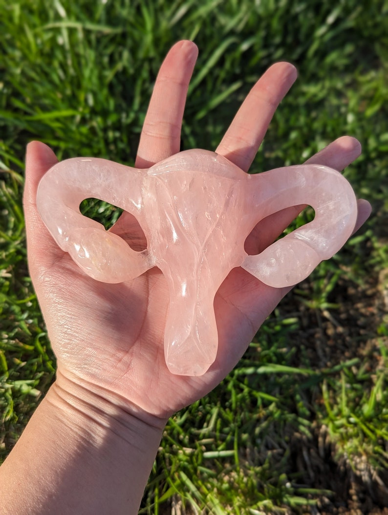 Rose Quartz Crystal Uterus Carving - Womb, Ovaries, Fallopian Tubes ...