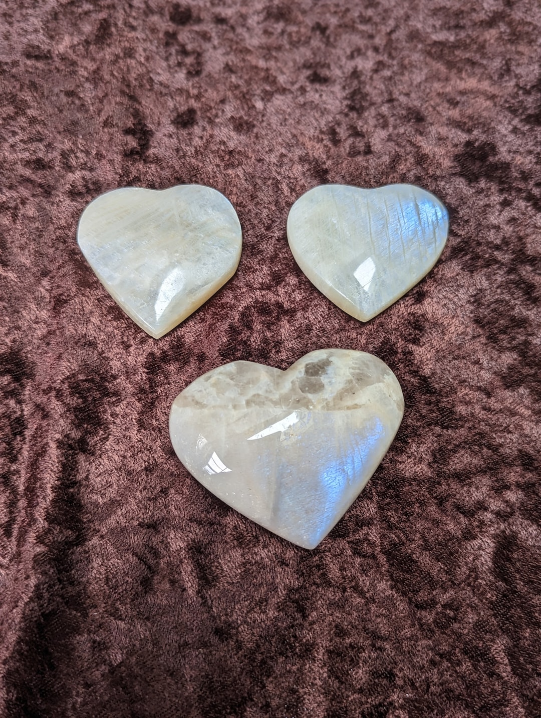 Flashy Moonstone Hearts With Double Full-faced Blue Flash - Etsy