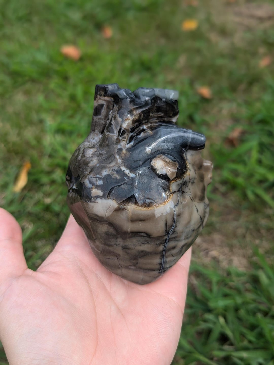 XL Volcano Agate Anatomical Heart - UV Reactive Crystal Organ - Etsy