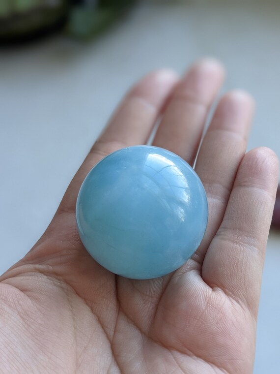 Aquamarine Sphere Blue Crystal Ball Serenity and Letting - Etsy