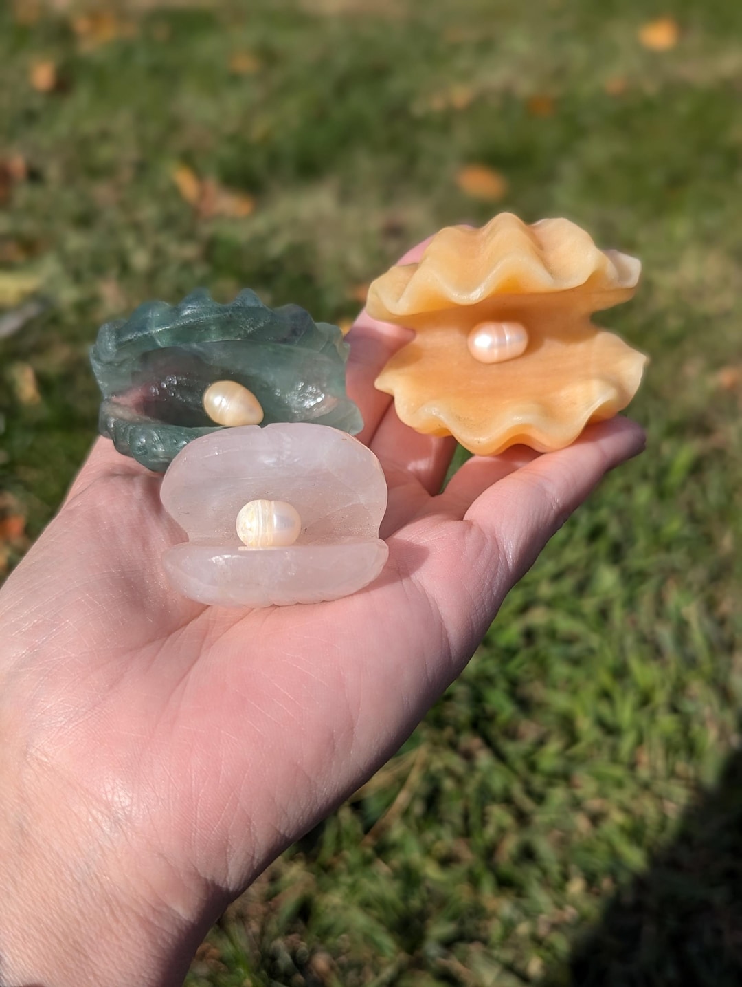 Seashell Crystal Carving With Real Pearl - Etsy