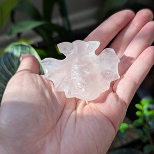 Rose Quartz Bat Carving With Spread Wings - Halloween Crystal Decor - Etsy