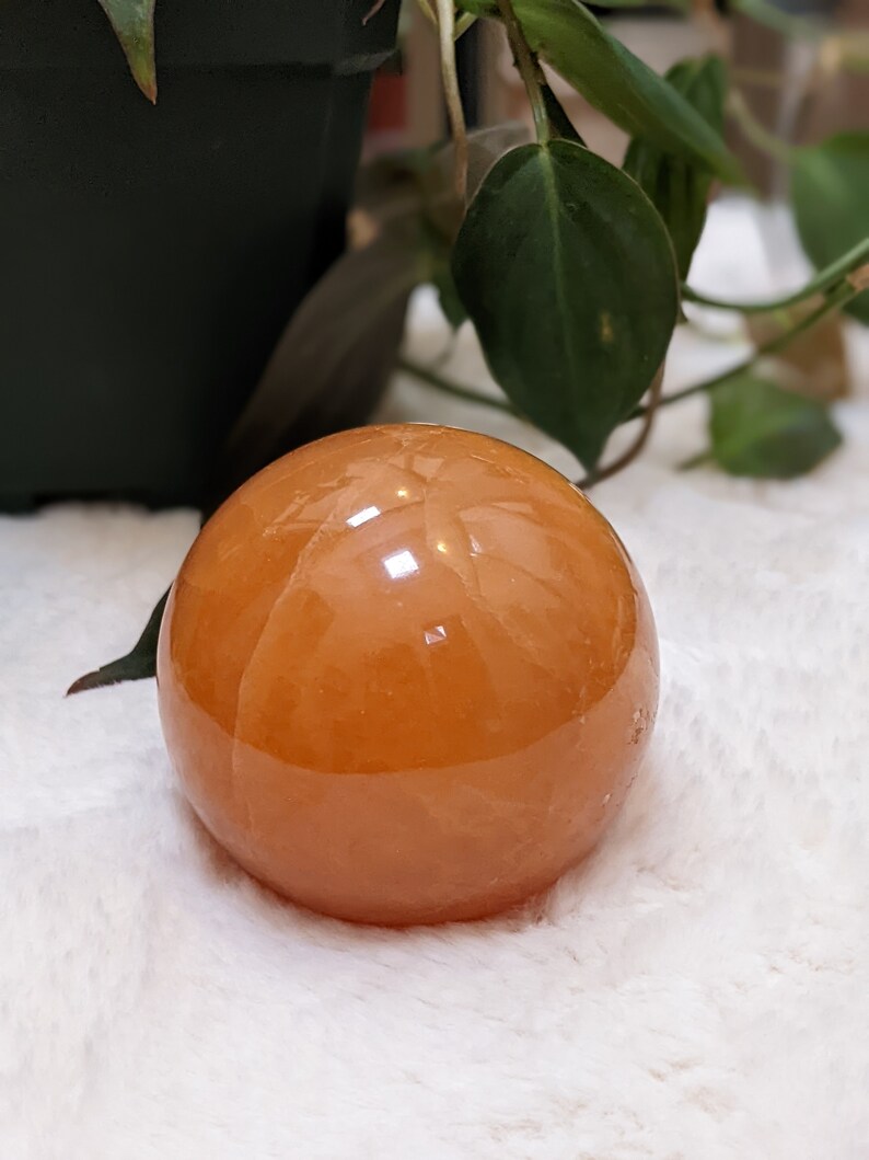 High Quality Orange Calcite Sphere - Very Gemmy Orange With Light ...