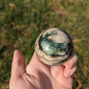 Green Mica and Pink Tourmaline Sphere With Great Color and Sparkle - 55 ...