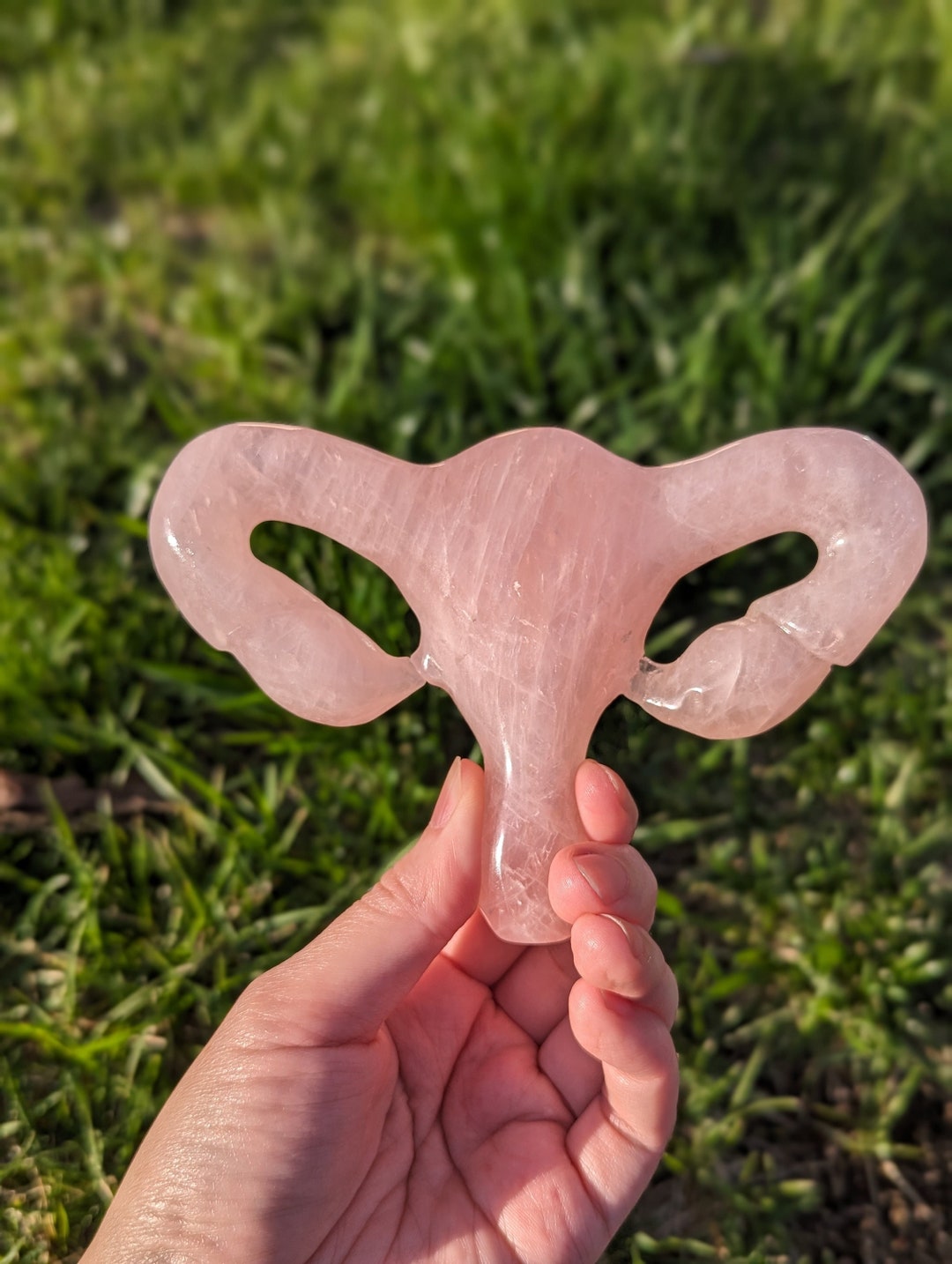 Rose Quartz Crystal Uterus Carving Womb, Ovaries, Fallopian Tubes ...