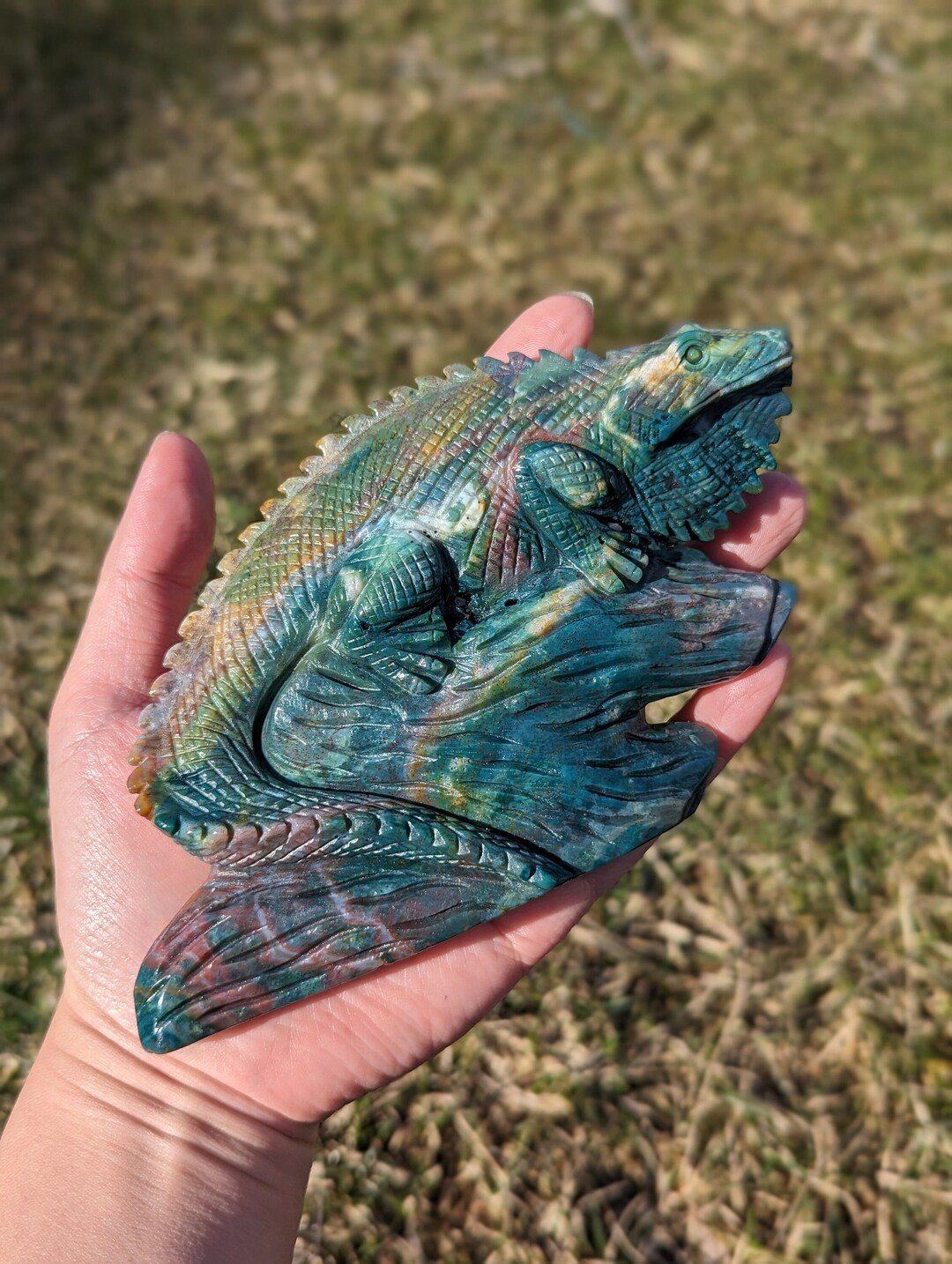 Ocean Jasper Lizard Carving - Etsy