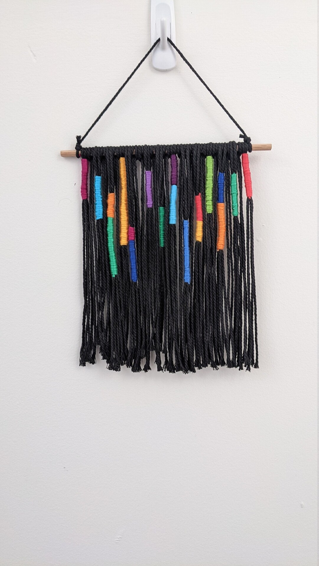 Colorful Wall Hanging - Black Macrame With Colored Accents - Etsy