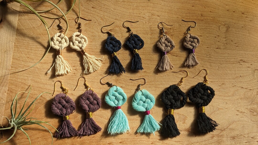 Upcycled Elegant Coin Knot Macrame Earrings With Fishhooks - Upcycled ...